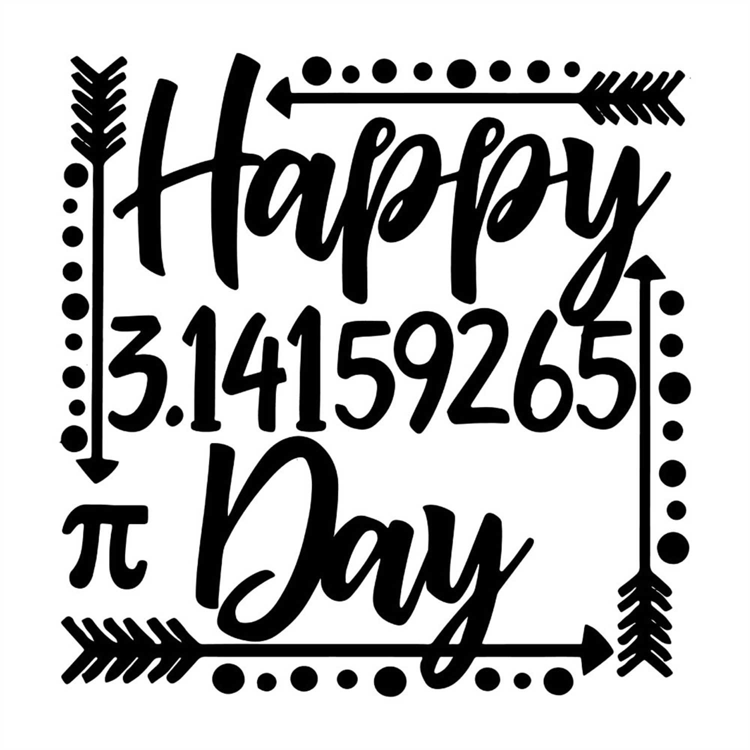 Happy Pi Day Pi Number 3.14159265 SVG Silhouette | Inspire Uplift