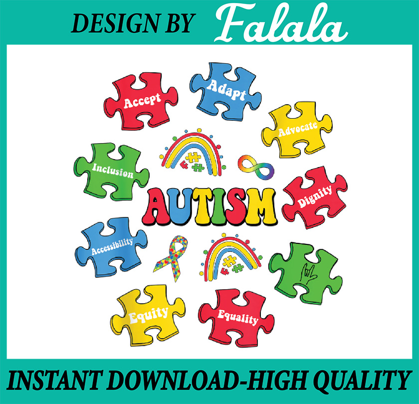 Puzzle Rainbow Autism Awareness Special Education Teacher Pn | Inspire ...