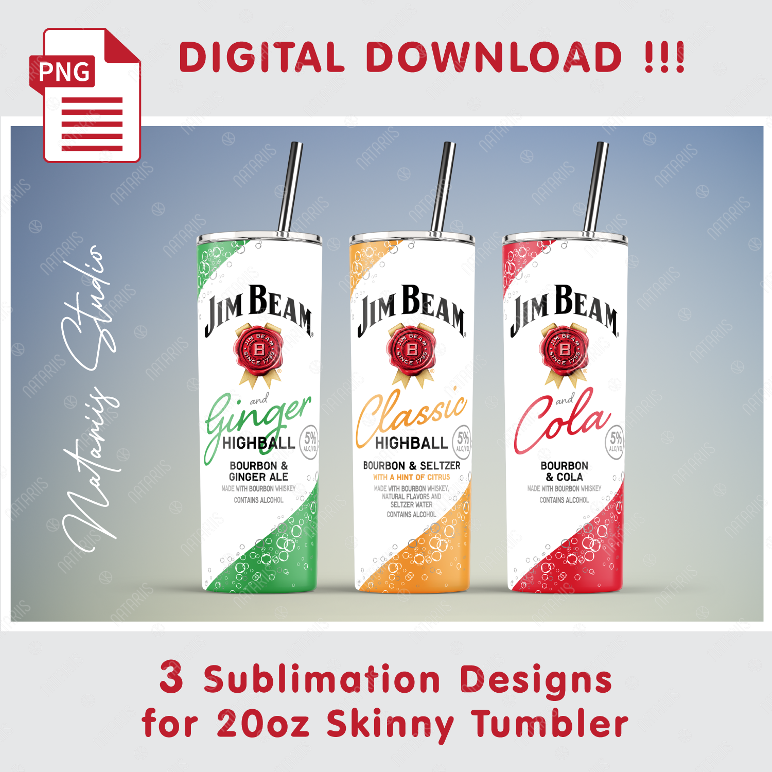 3 Jim-Beam Templates - Seamless sublimation 20 oz Tumbler - Inspire Uplift
