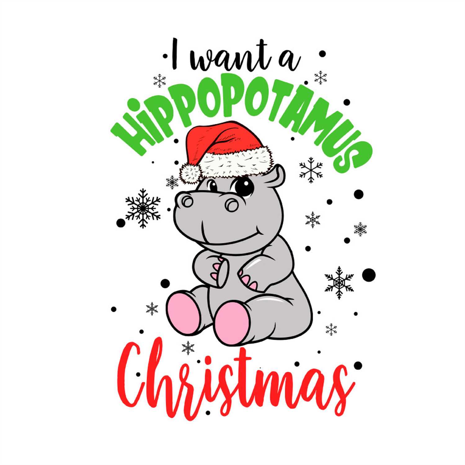 I Want A Hippopotamus For Christmas Baby Hippo Sitting SVG P | Inspire ...