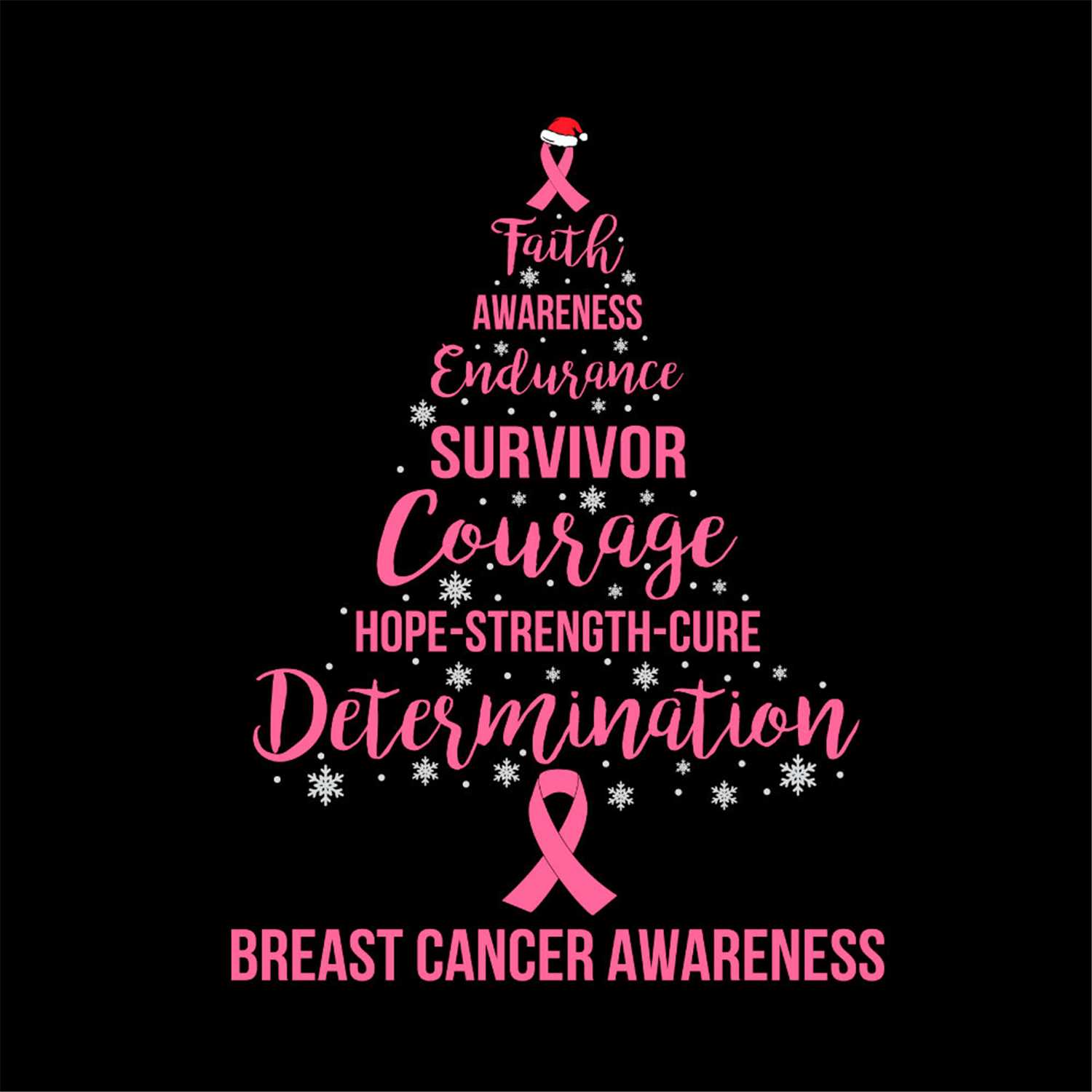 Breast Cancer Awareness Christmas Tree SVG PNG | Inspire Uplift