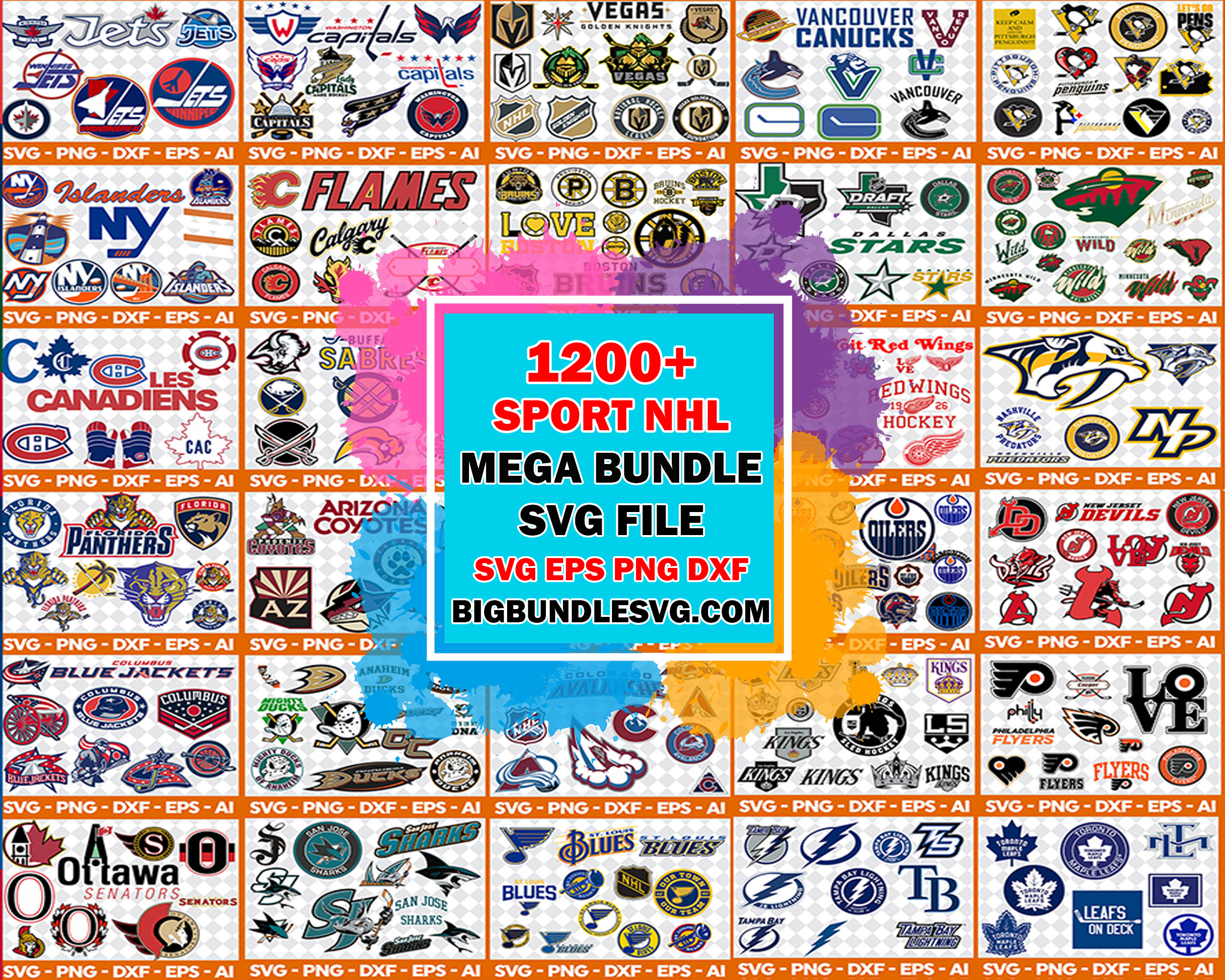 New NHL SVG Bundle 1200 file NHL SVG, EPS, PNG, DXF for Cric | Inspire ...