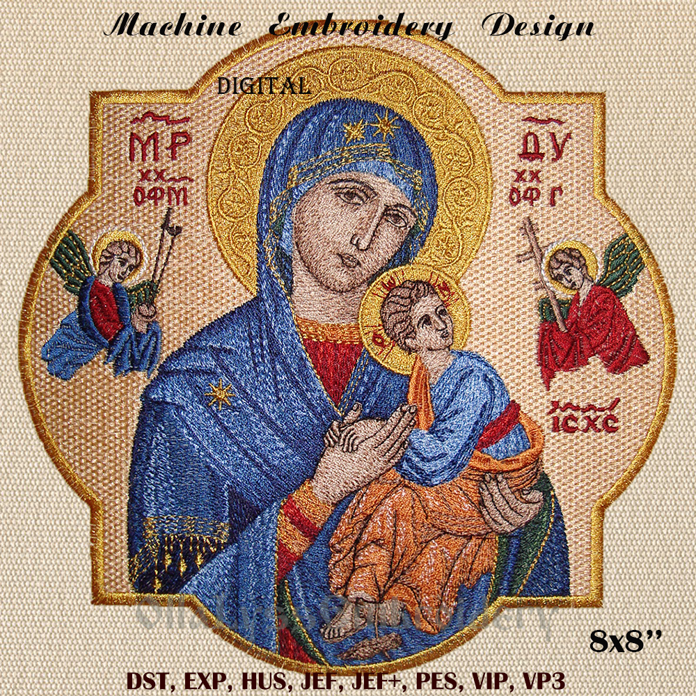 Our Lady of Perpetual Help 8x8 machine embroidery design | Inspire Uplift