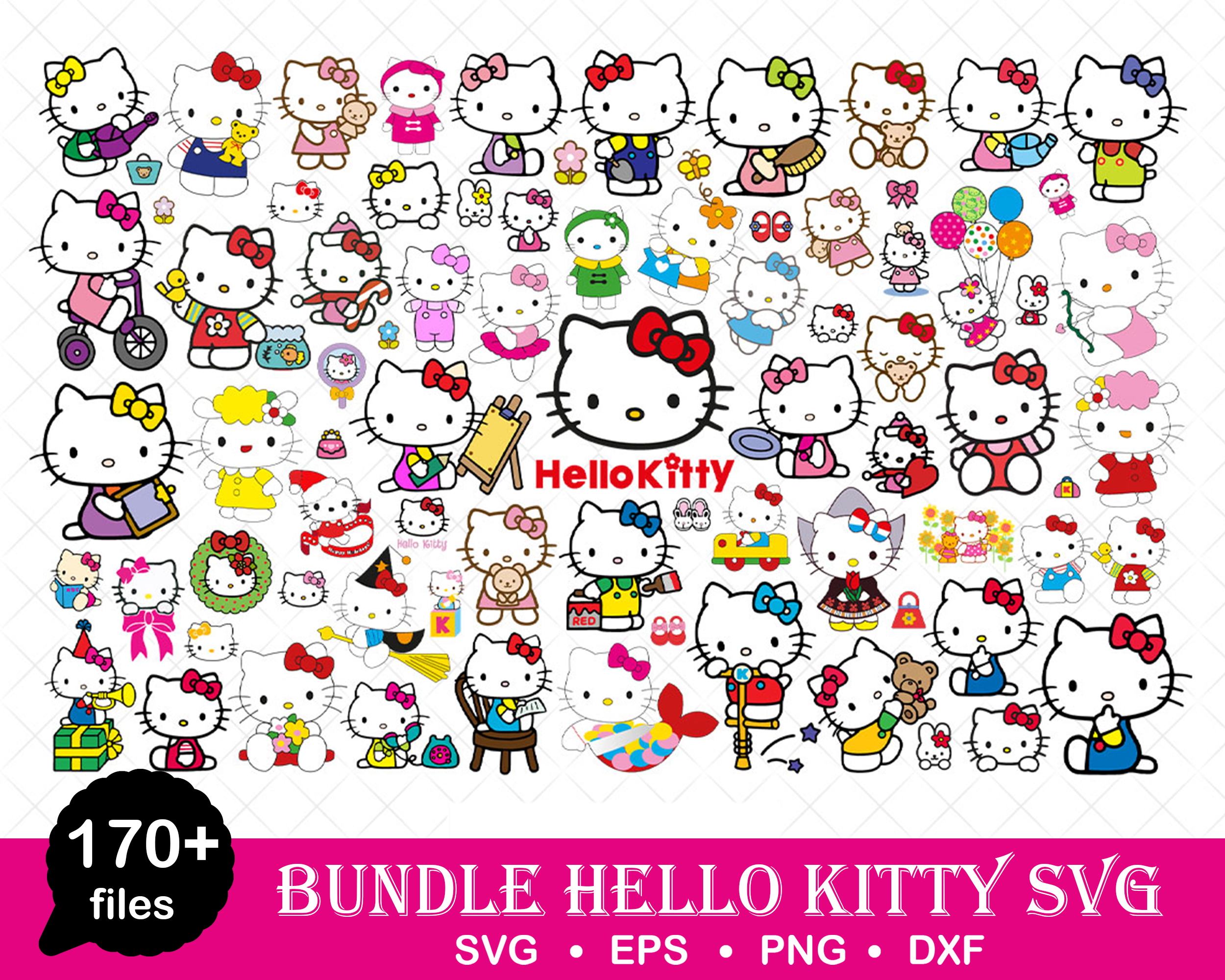 Hello Kitty Svg Bundle, Hello Kitty Svg, Kitty Svg, Cute Cat | Inspire ...