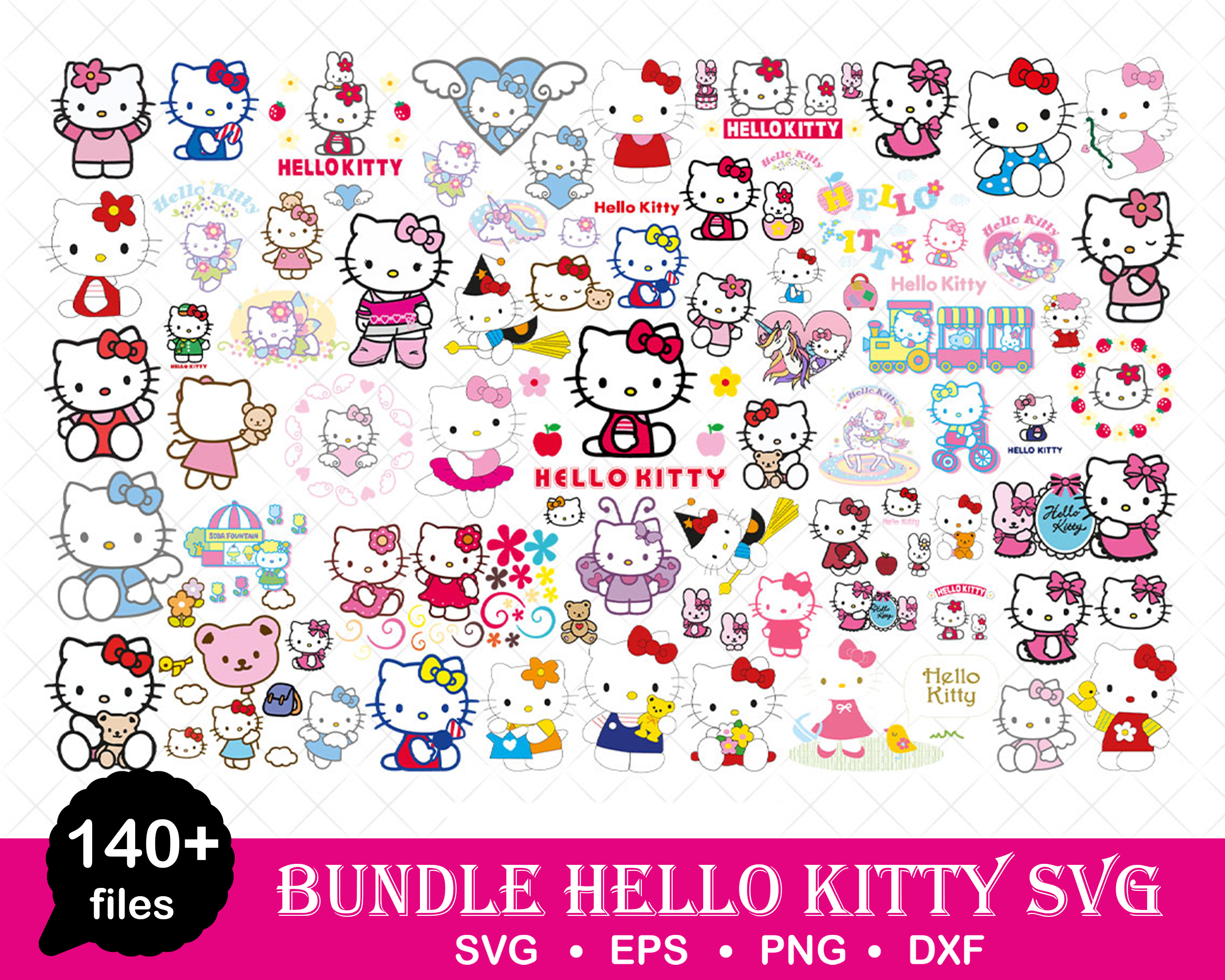 Hello Kitty Svg Bundle, Hello Kitty Svg, Kitty Svg, Cute Cat | Inspire ...