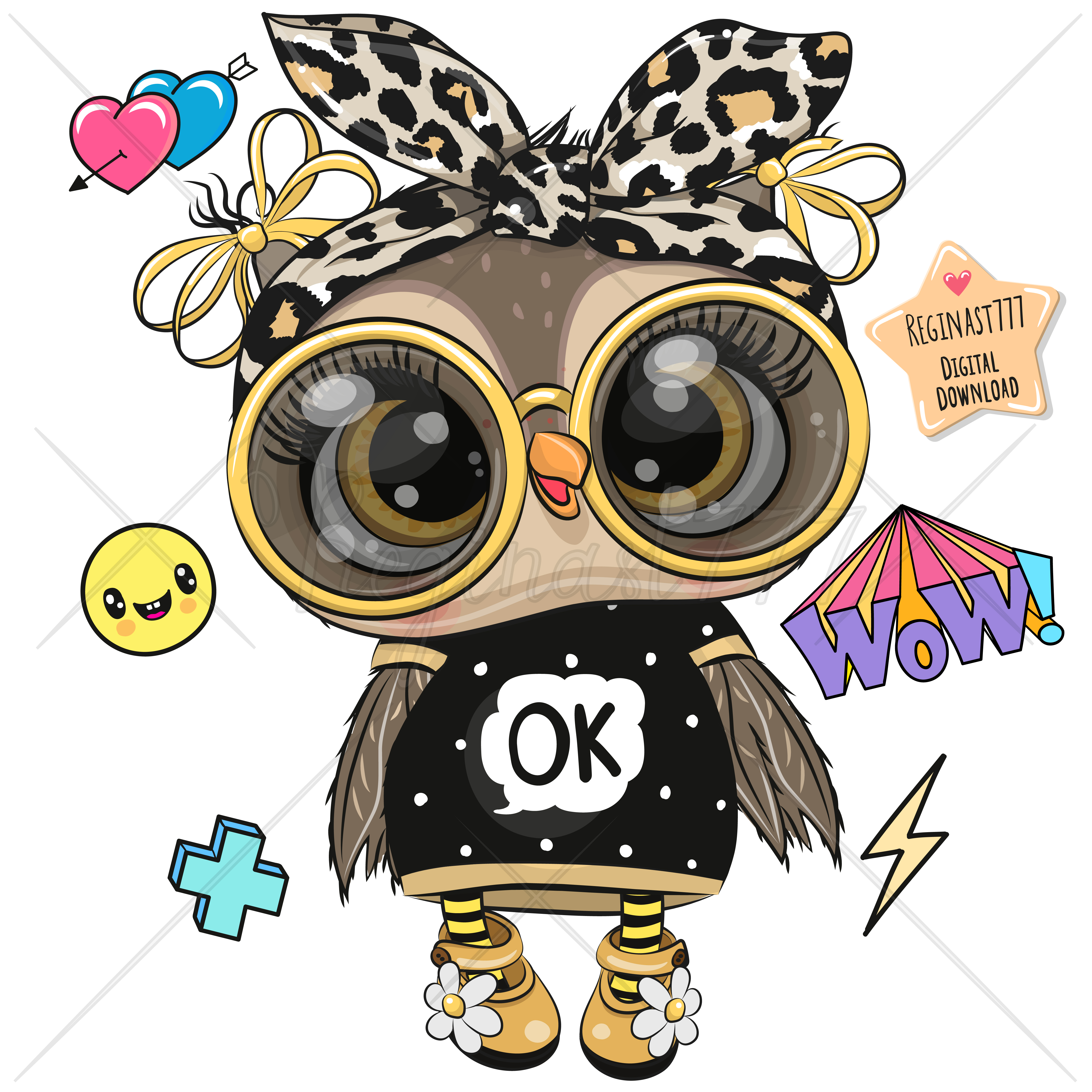 Cute Cartoon Owl PNG, clipart, Sublimation Design, Cool, Gla | Inspire ...