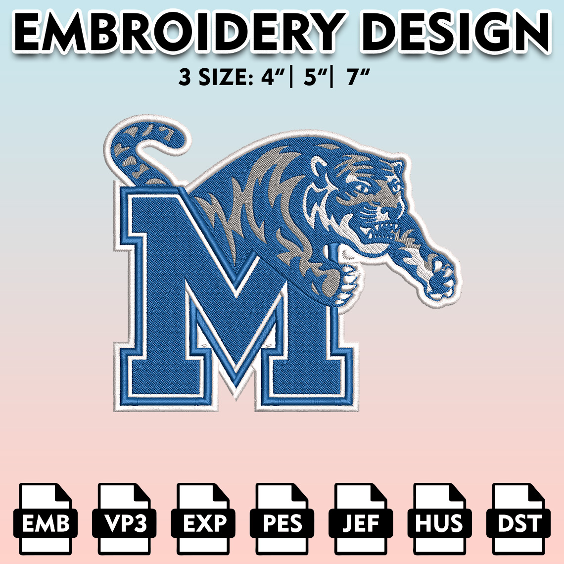 NCAA Logo Embroidery Designs, NCAA Tigers, Memphis Tigers Em | Inspire ...