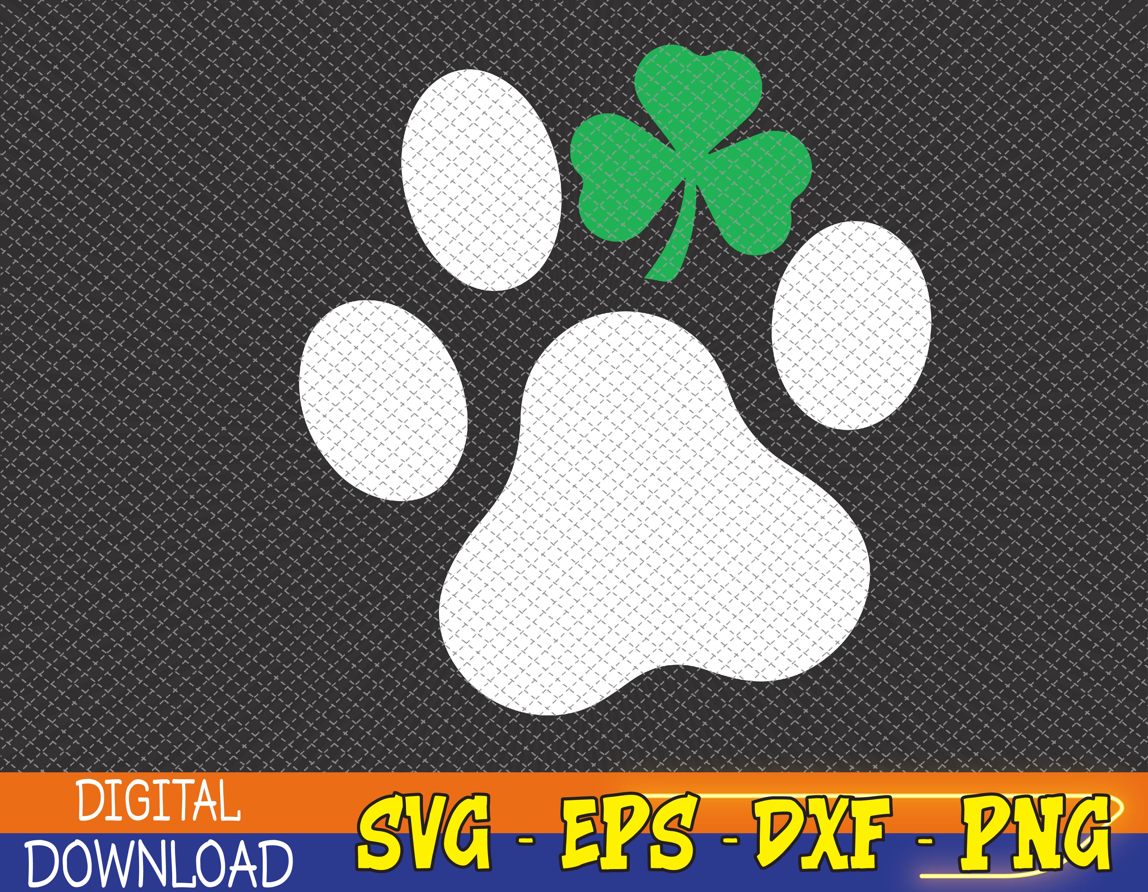 Dog St. Patrick's Day Shamrock Dog Paw Svg, Eps, Png, Dxf, D | Inspire ...