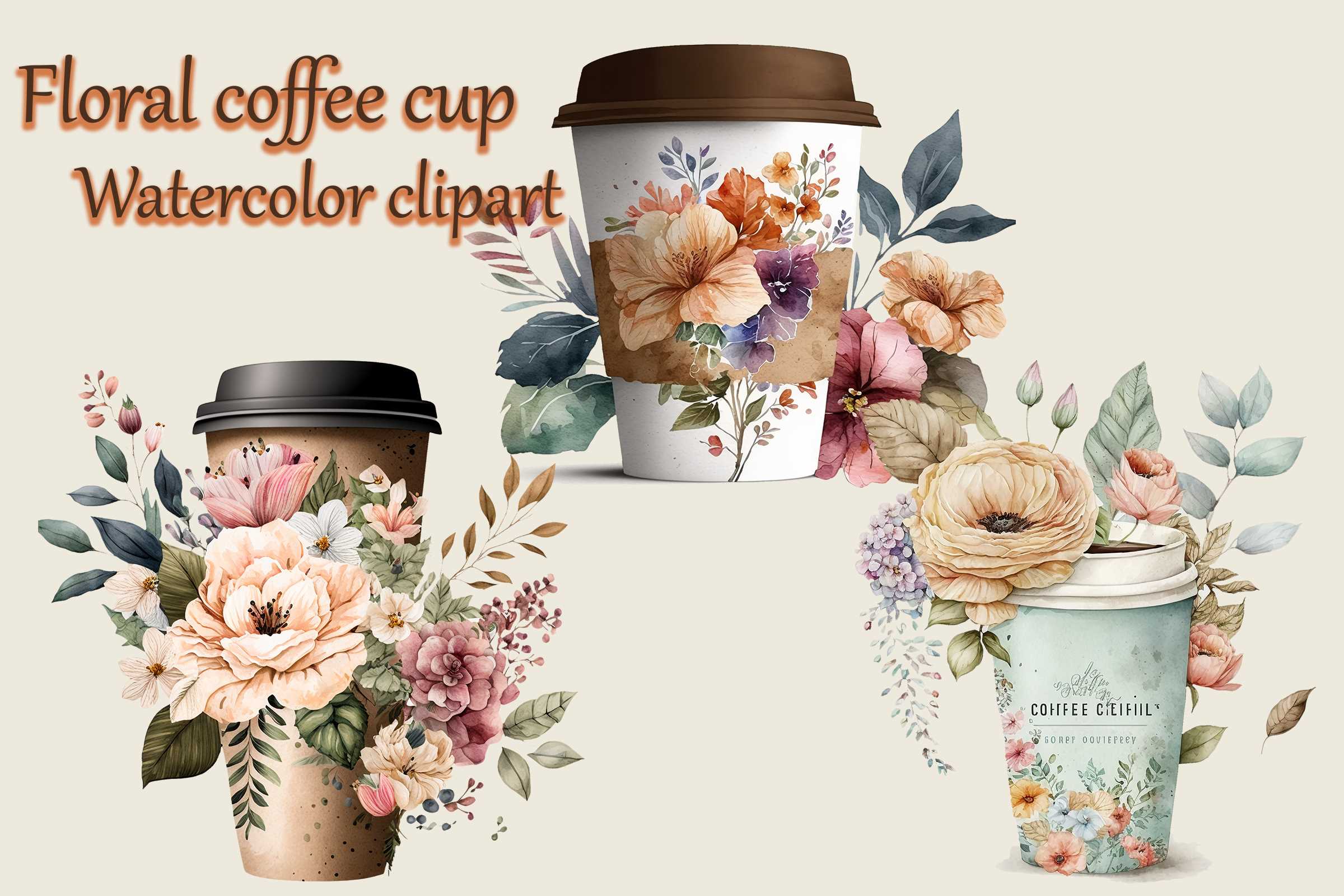 Floral Coffee Cup Watercolor Clipart | Inspire Uplift