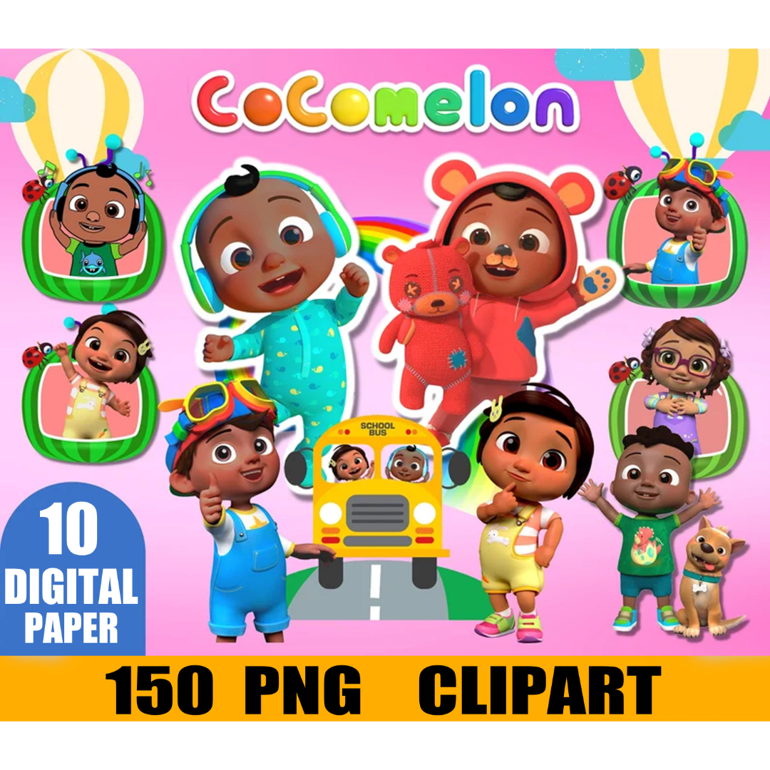 10 Cocomelon Digital Paper Clipart, Watermelon Rainbow, Coco | Inspire ...