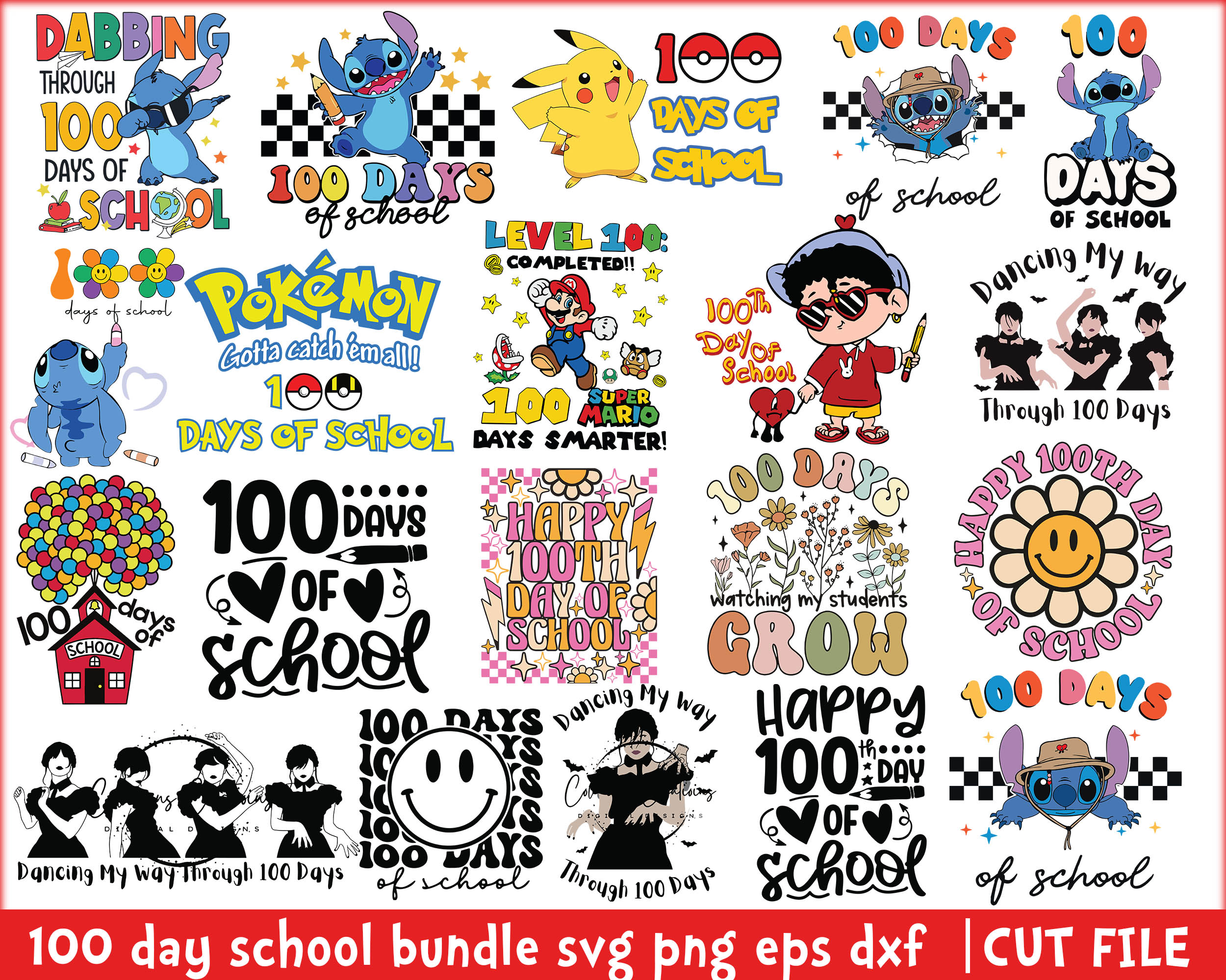 100 Day School Bundle Svg, 100 Day School Svg, 100 Day Schoo | Inspire ...