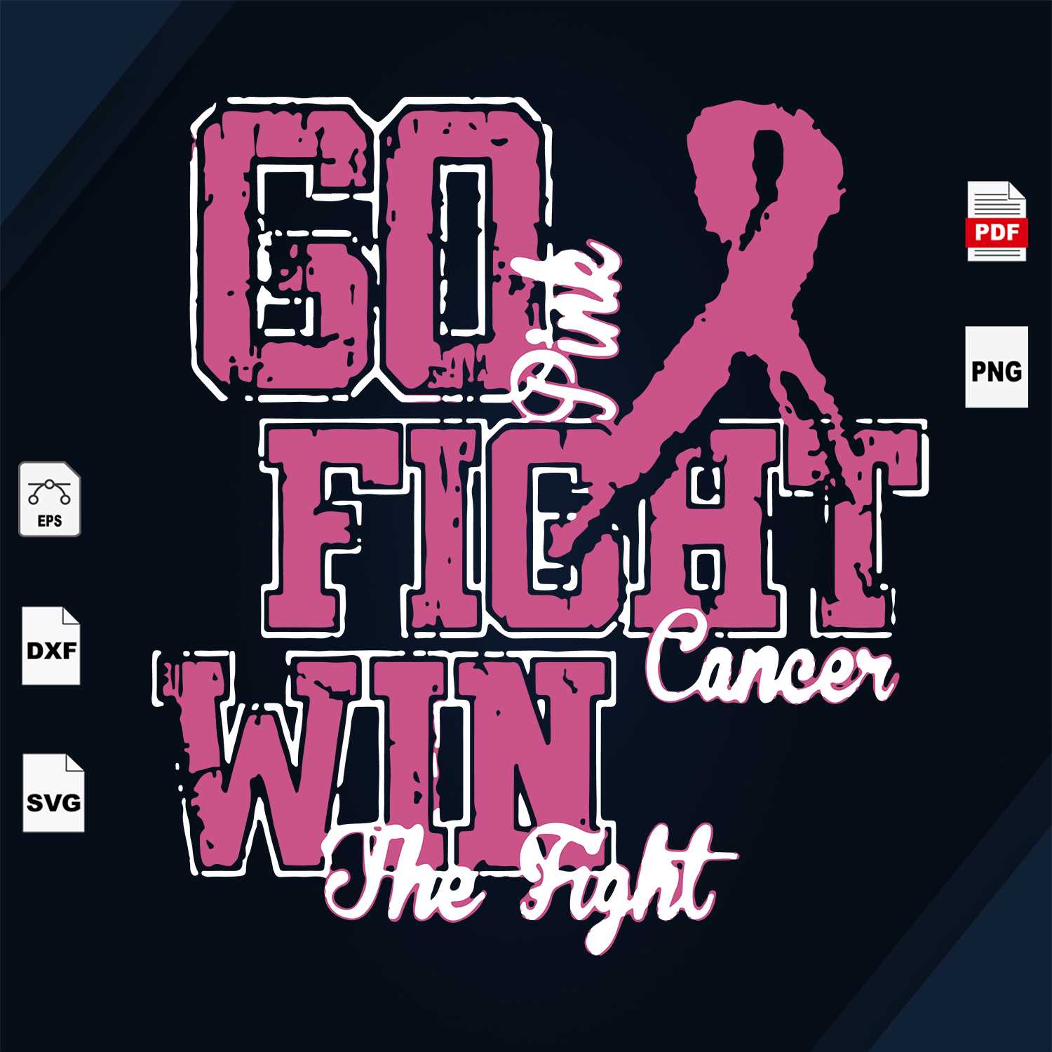 Go Fight Win Cancer, Breast Cancer Gift, Breast Cancer Svg, | Inspire ...