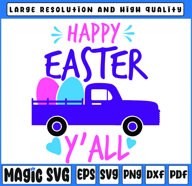 Happy Easter Y'all SVG, Easter SVG, Files for Cutting Machin - Inspire Uplift