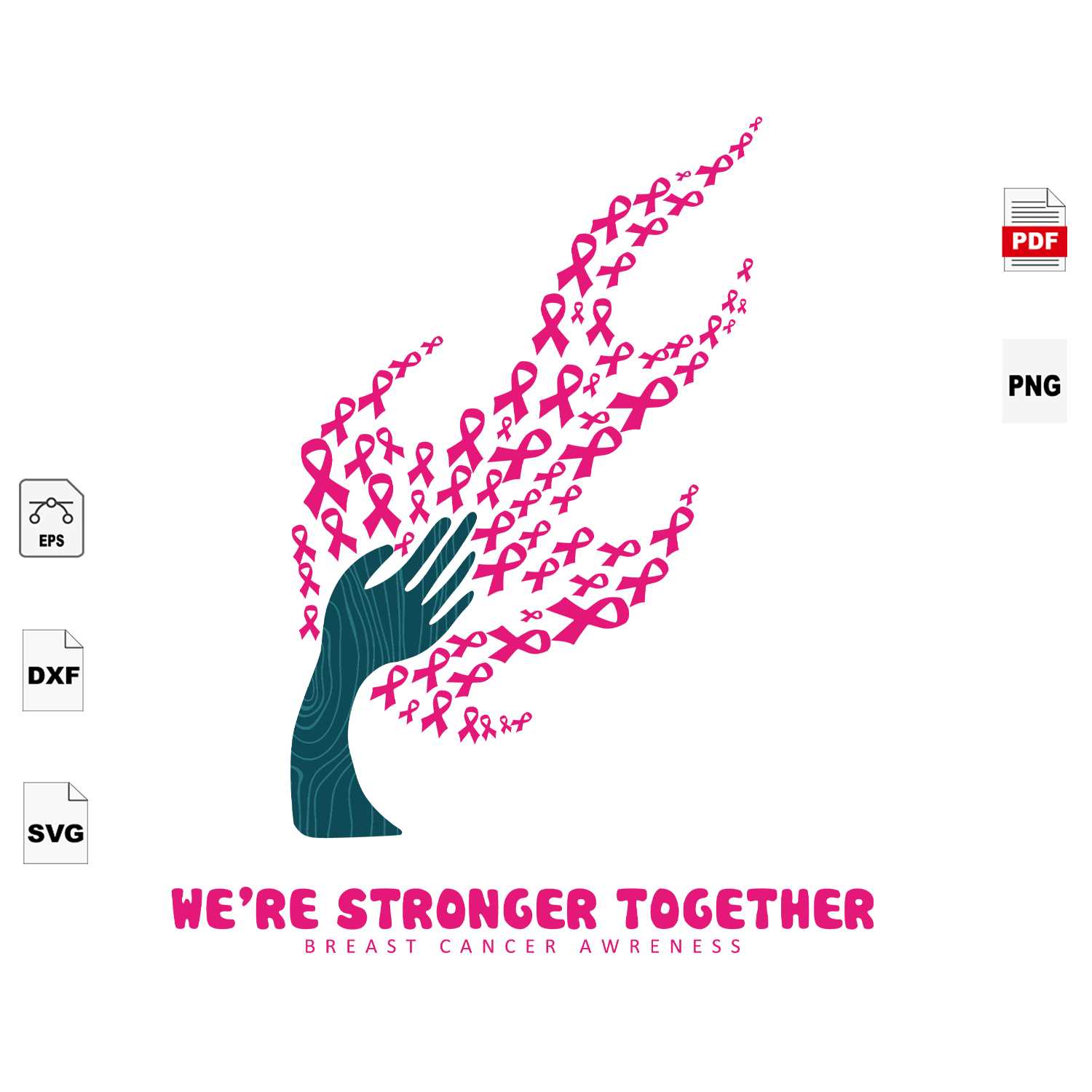 Were stronger together, Hand Svg, Breast Cancer Svg, Cancer | Inspire ...