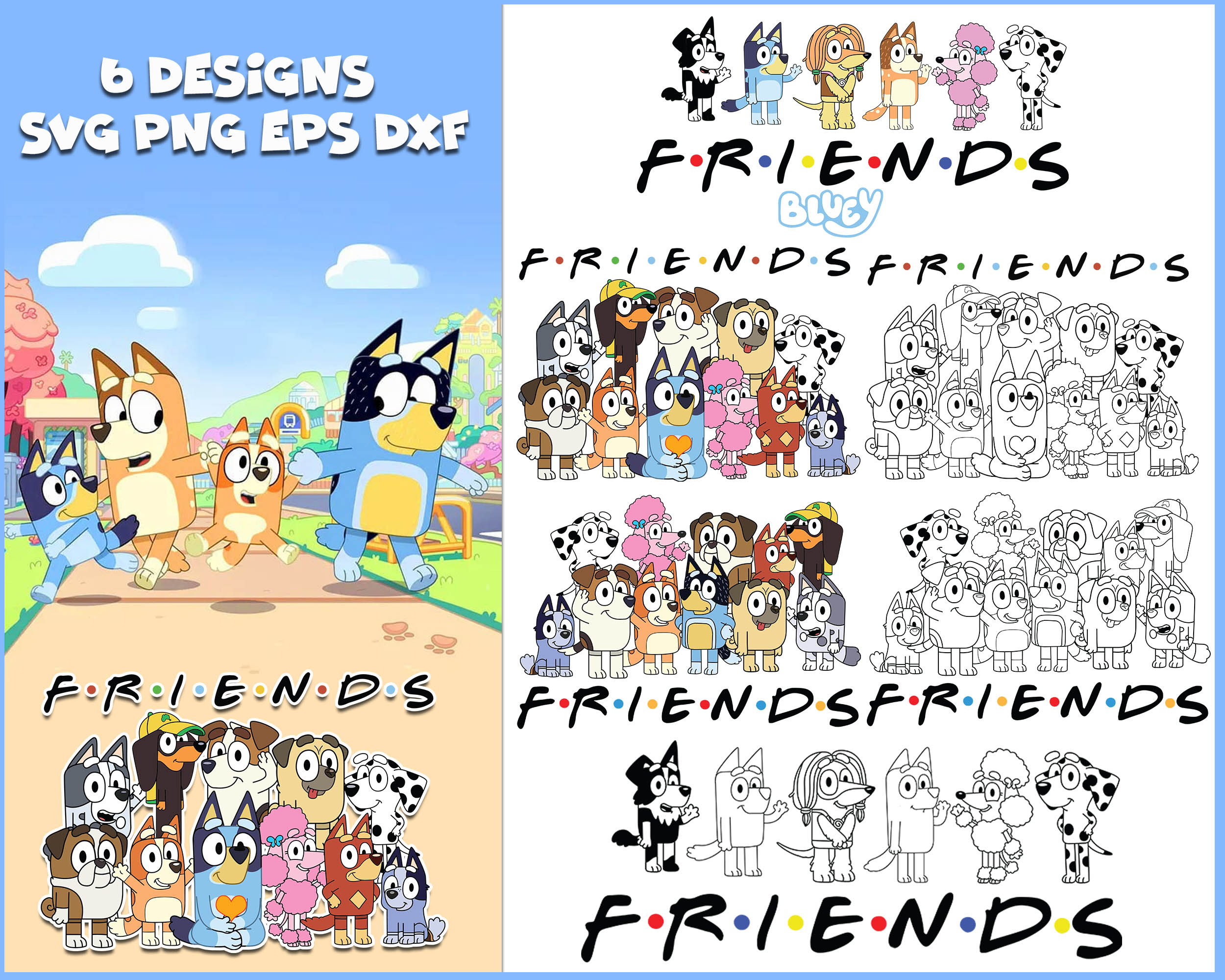 Bluey Friends Bundle Svg, Bluey Friends Svg, Bluey Family Sv | Inspire ...