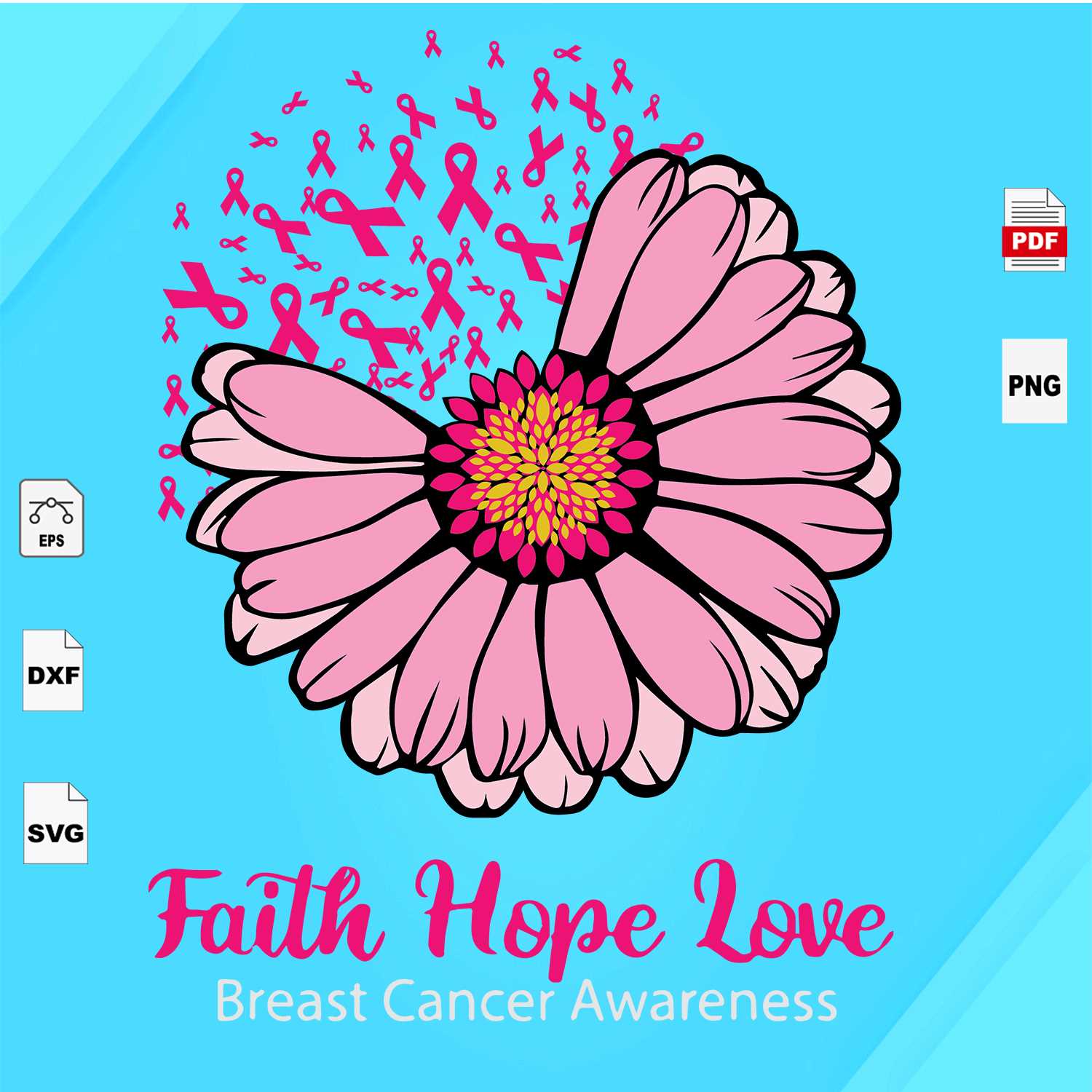 Faith Hope Love, Breast Cancer Svg, Breast Cancer Awareness, | Inspire ...