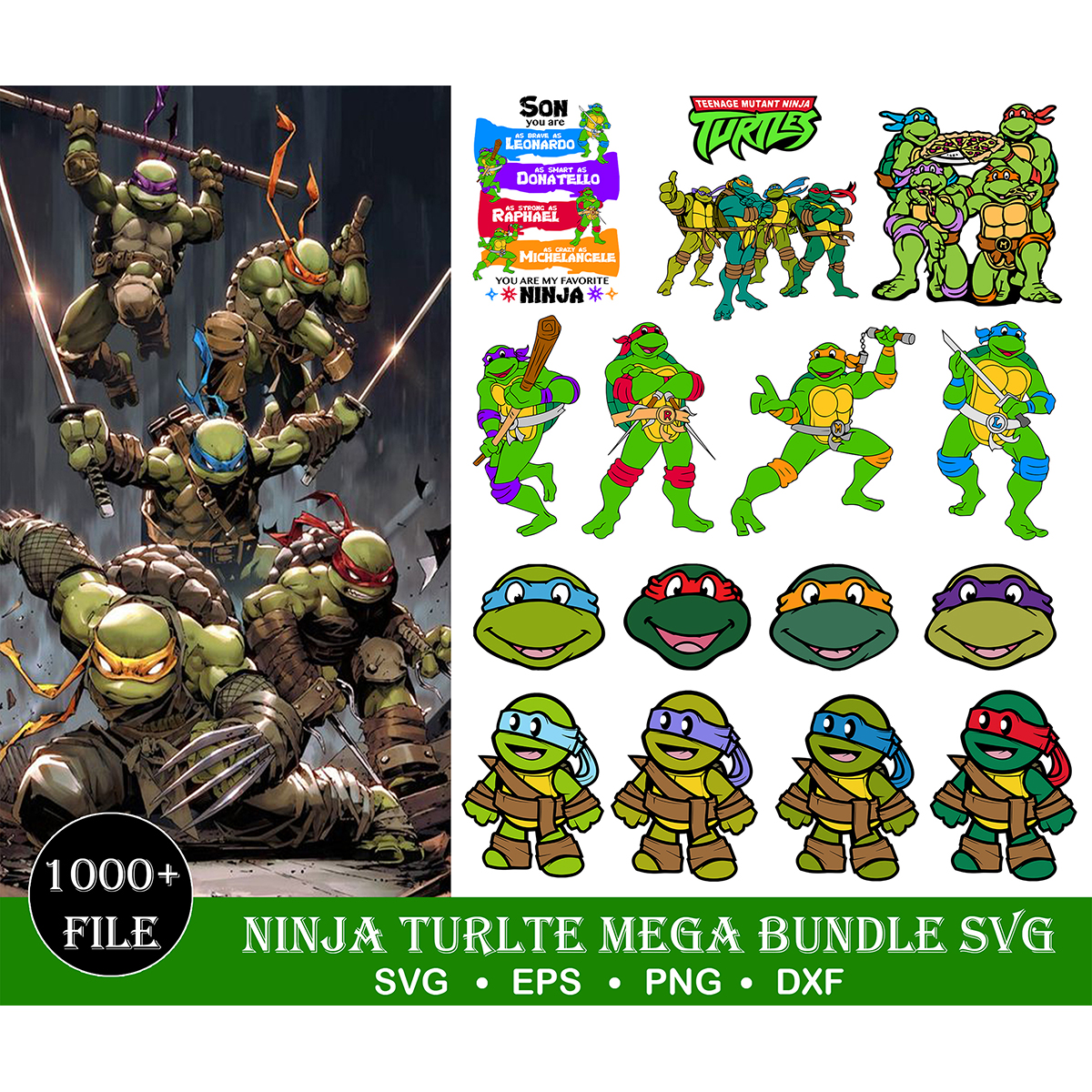 1000 Ninja Turtles bundle Svg, Ninja turtles svg, silhouette | Inspire ...