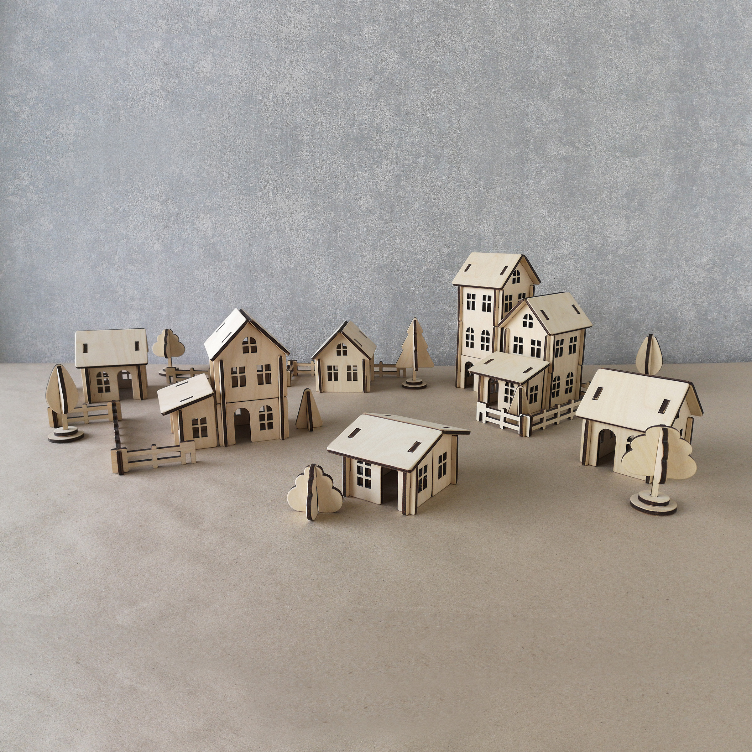 Kaupunki. Wooden town play set. Large set. | Inspire Uplift