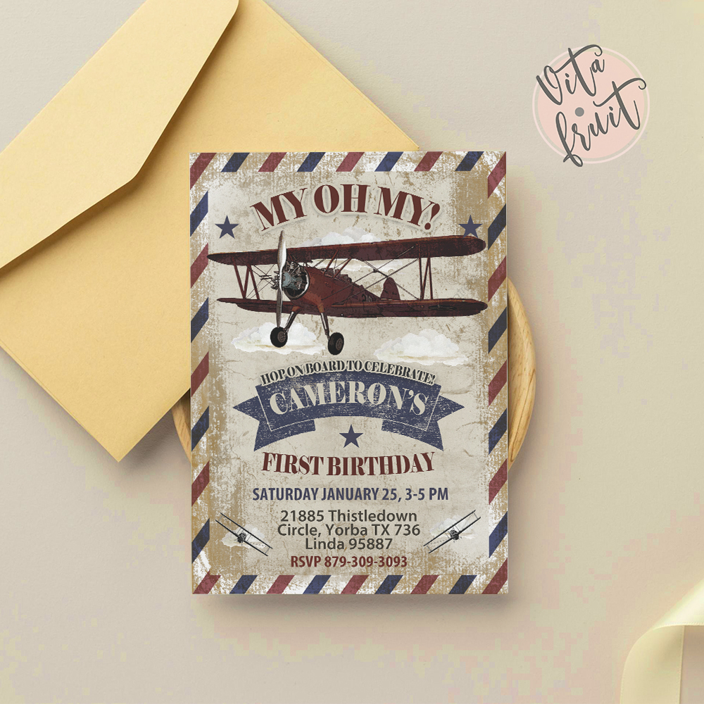Airplane Invitation, Airplane Party, Airplane Birthday Party - Inspire ...