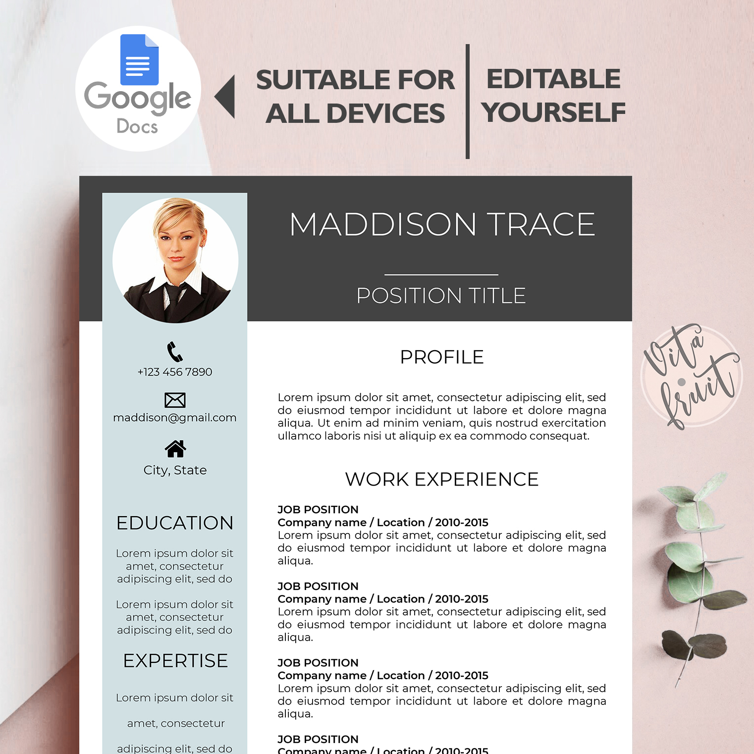 Minimalist Resume Template, Clean, Simple, Modern Resume, CV - Inspire ...