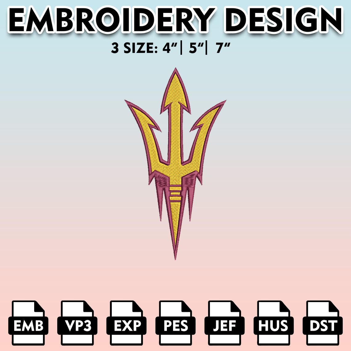 NCAA Logo Embroidery Designs, NCAA Devils, Arizona State Sun | Inspire ...