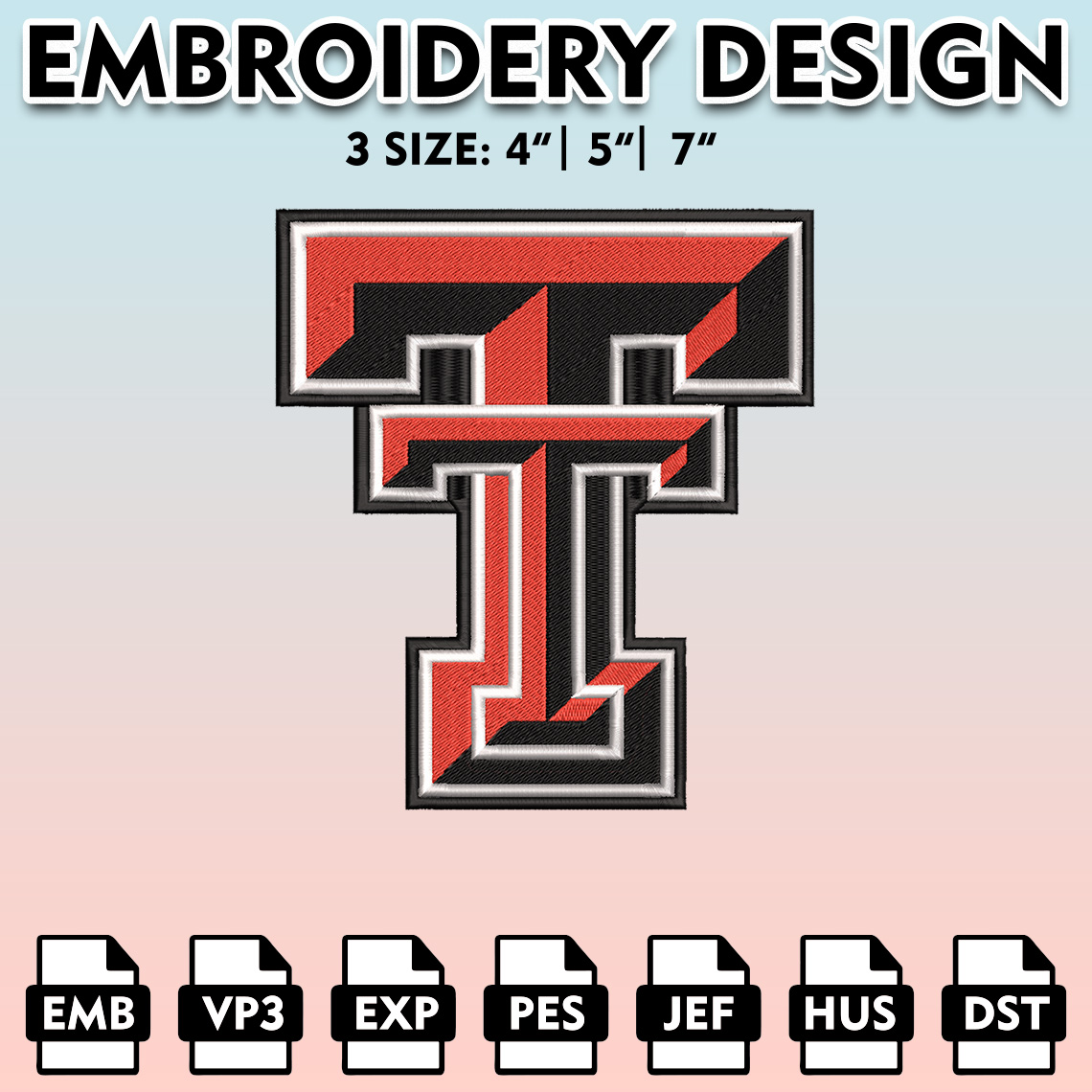 NCAA Logo Embroidery Designs, NCAA Raiders, Texas Tech Red R | Inspire ...