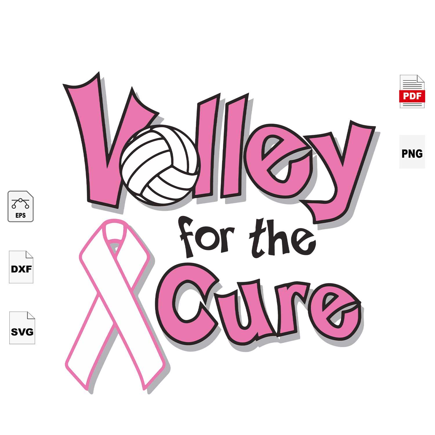 volleyball breast cancer svg - Inspire Uplift