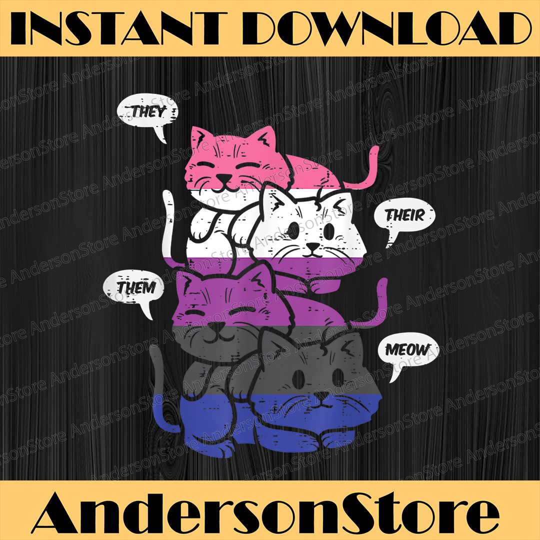 They Their Them Meow Cats Pronouns LGBTQ Genderfluid Flag LG - Inspire ...