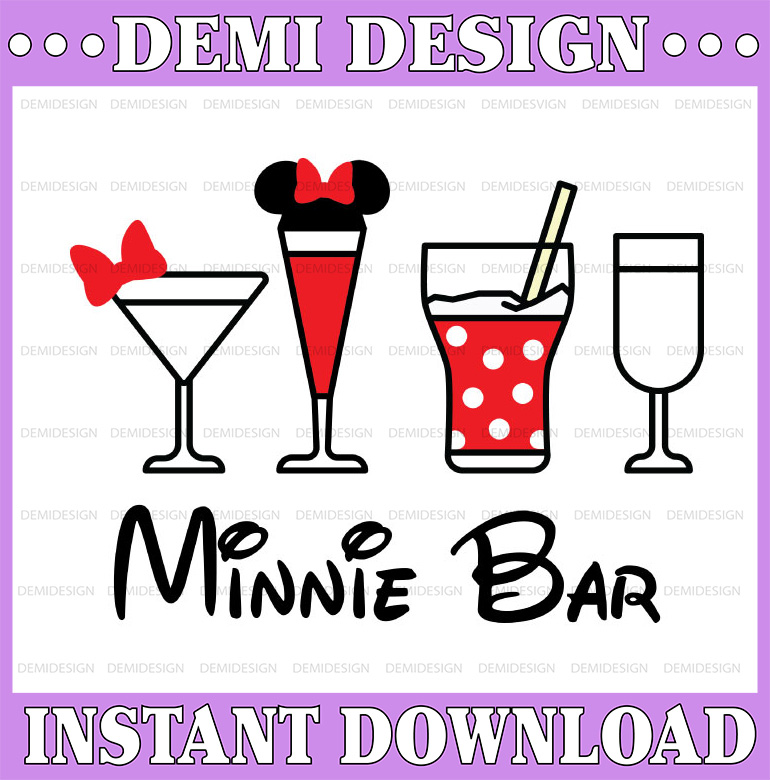 Minnie bar svg Disney drinks Minnie mouse bar Minnie wine gl - Inspire ...
