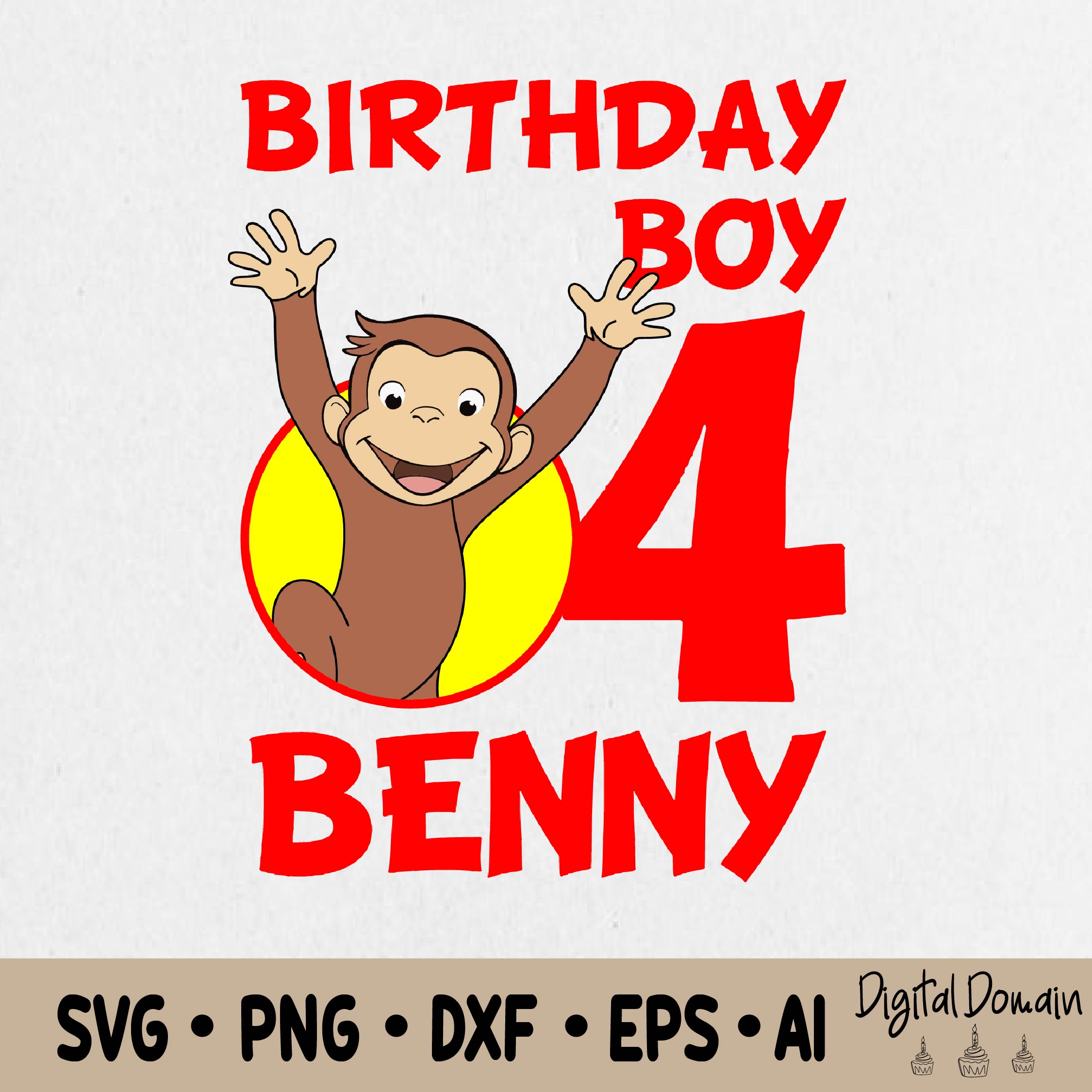 Curious George Birthday Svg, Curious George Birthday Boy Svg | Inspire ...