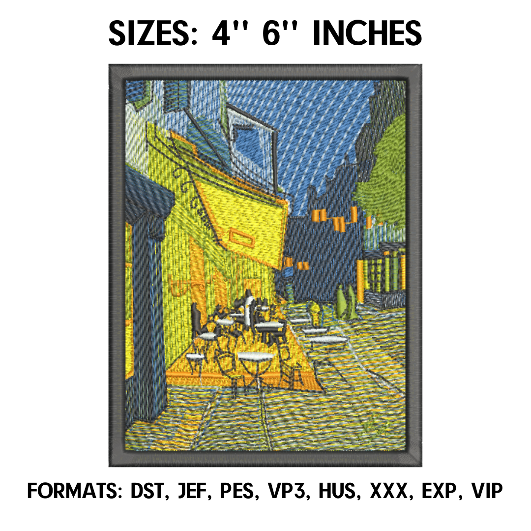 Van Gogh Cafe Terrace at Night Embroidery Design File Pes, A | Inspire ...