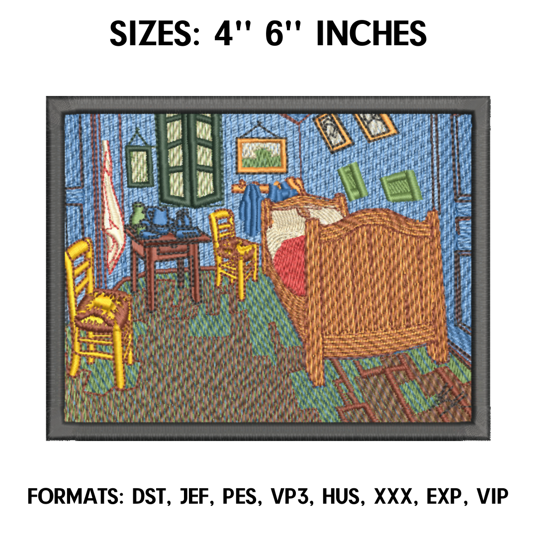 Van Gogh The Bedroom Embroidery Design File Pes, Art Embroid | Inspire ...