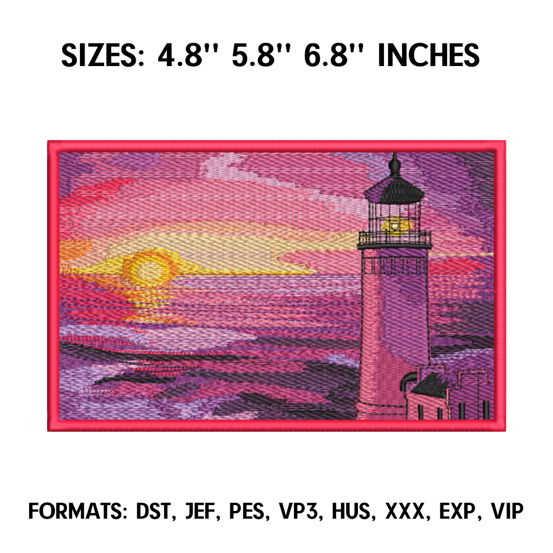 Lighthouse Sunset Embroidery Design File Pes, Art Embroidery | Inspire ...