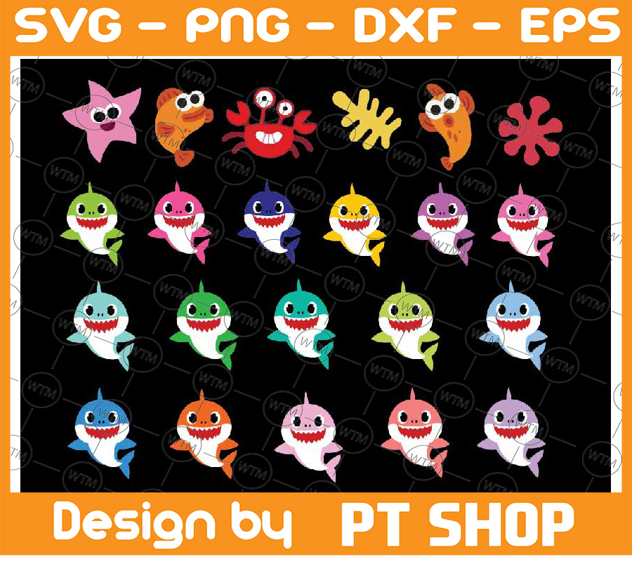 16 Daddy Sharks Bundle Character With Many Colors SVG,Png,Sh - Inspire ...