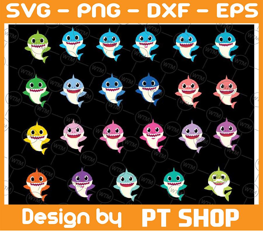 23 Baby Sharks Bundle Character With Many Colors SVG,Png,Sha | Inspire ...