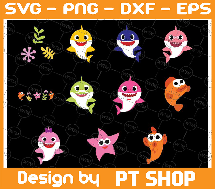 6 Family Sharks Character with Friends SVG,Png,Shark's frien | Inspire ...