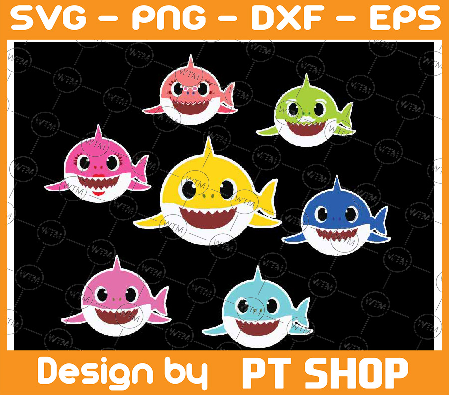 7 Family Sharks Character SVG,Png,Shark's friends svg, Pink - Inspire ...
