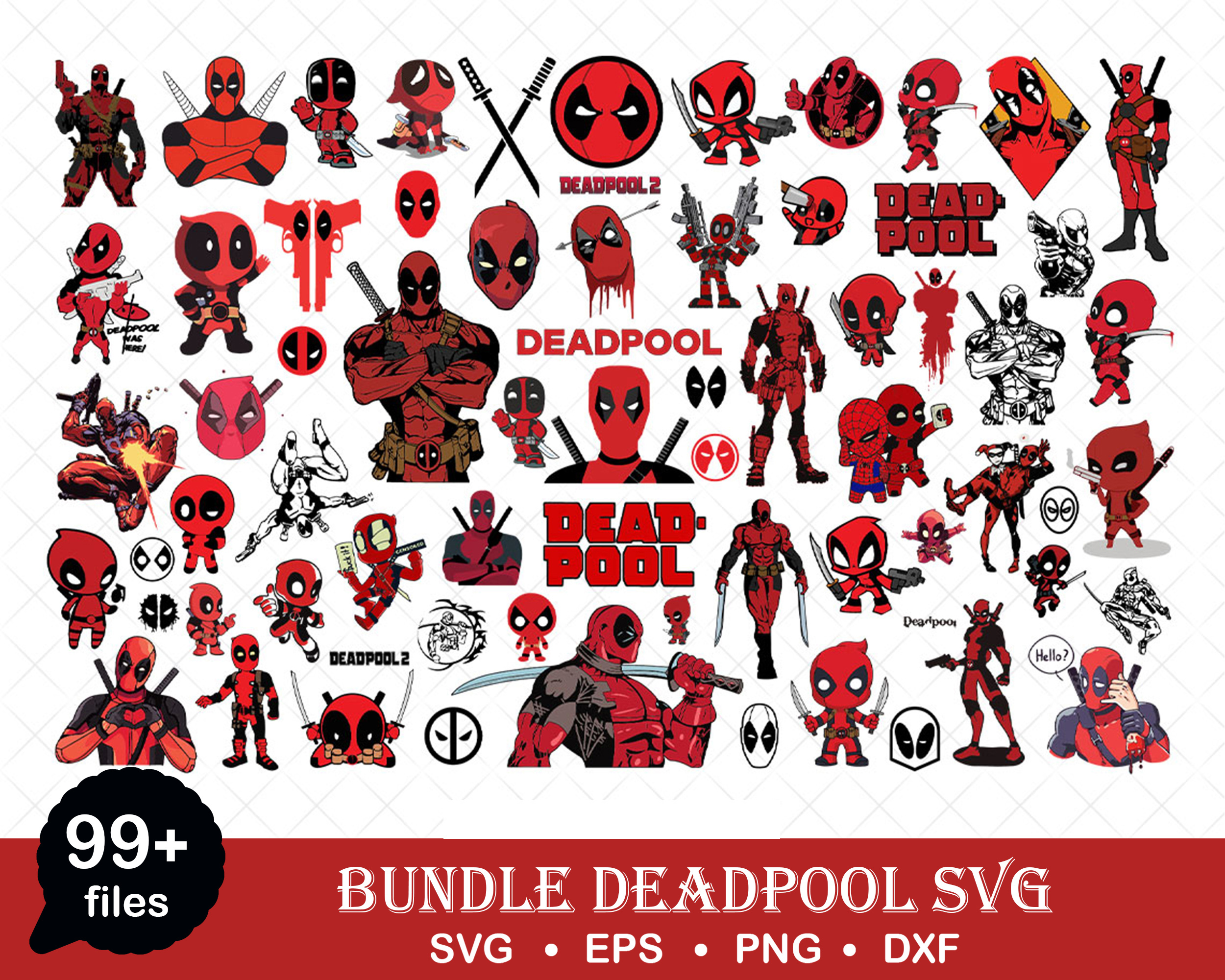 Deadpool Bundle Svg, Deadpool Svg, Deadpool Clipart, Deadpoo | Inspire ...