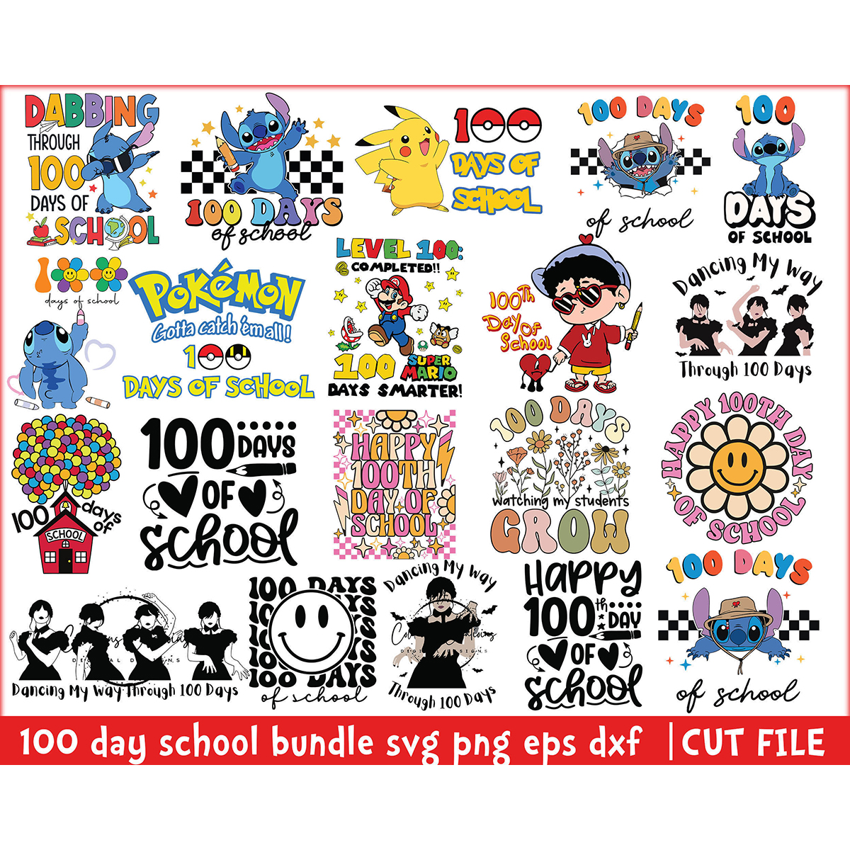 100 Days of School SVG Bundle, 100th Day of School svg, 100 - Inspire ...