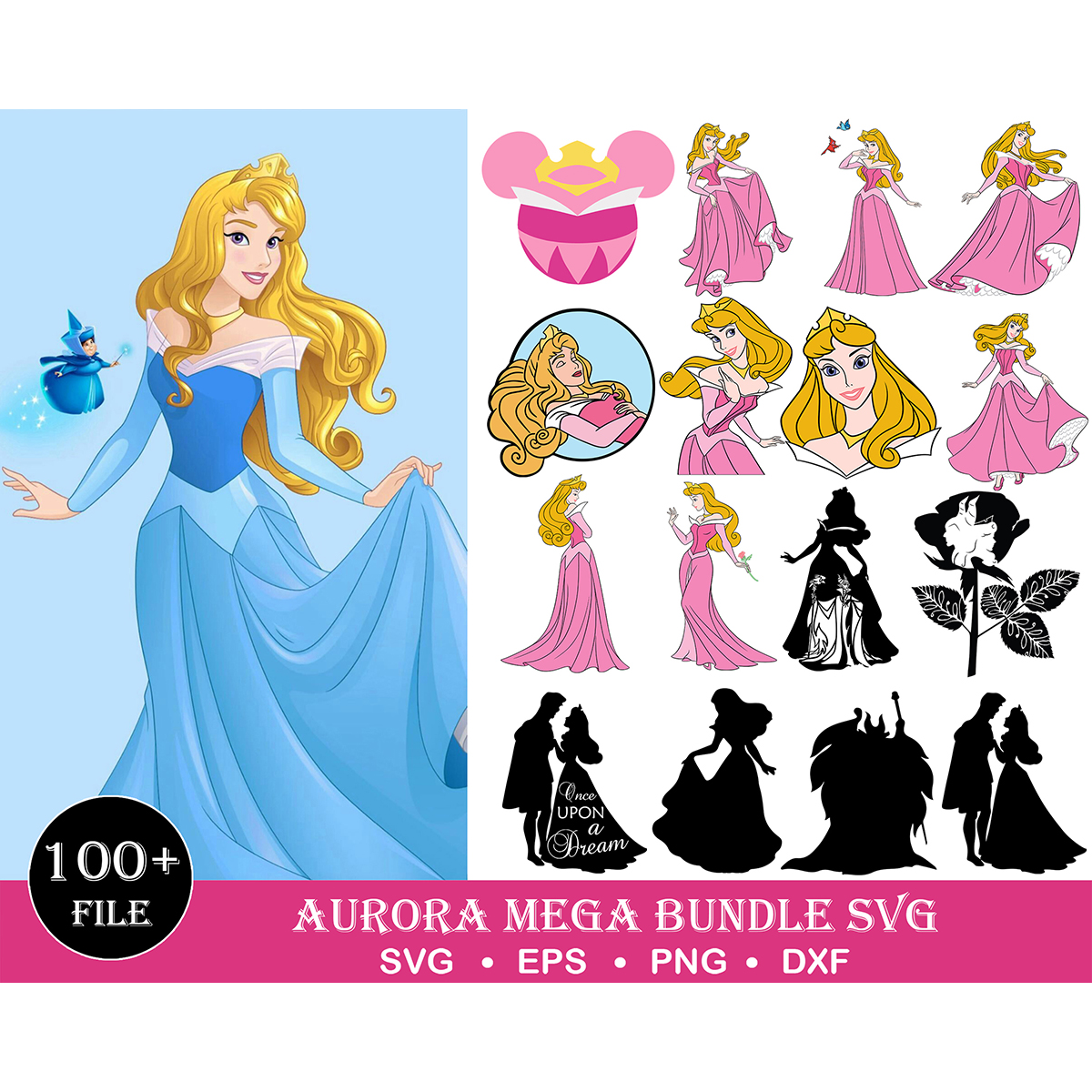 100 Files Aurora Bundle, Disney Princess Svg, Aurora Svg, Sl | Inspire ...