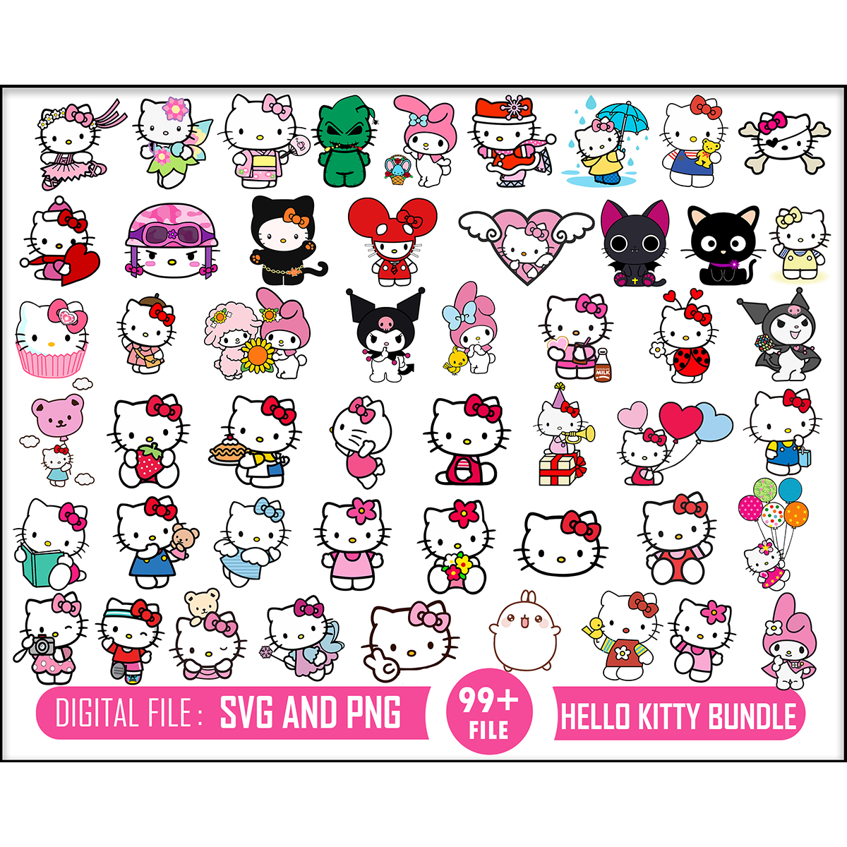 100 Hello Kitty SVG Files, Hello Kitty SVG Bundle, Hello Kit - Inspire ...