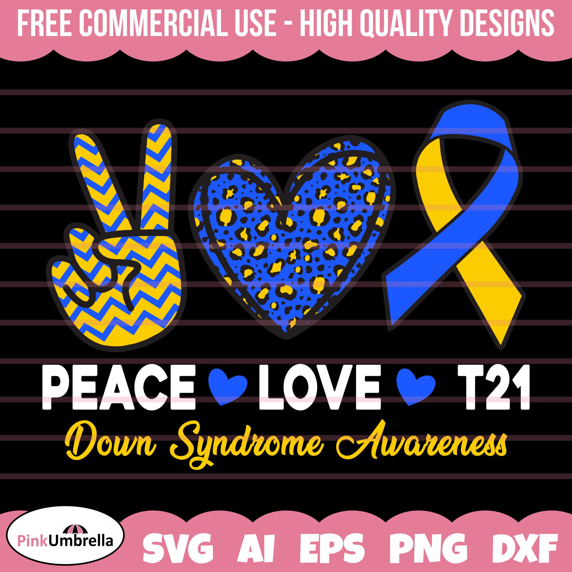 Peace Love Cure Svg, Down Syndrome Awareness SVG, Down Syndr | Inspire Uplift