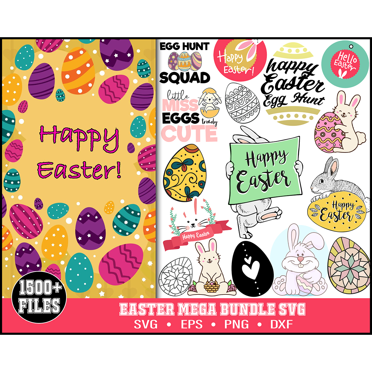 1000 Happy Easter Bundle Svg,Easter Svg,Bunny Svg,Easter Mon - Inspire ...