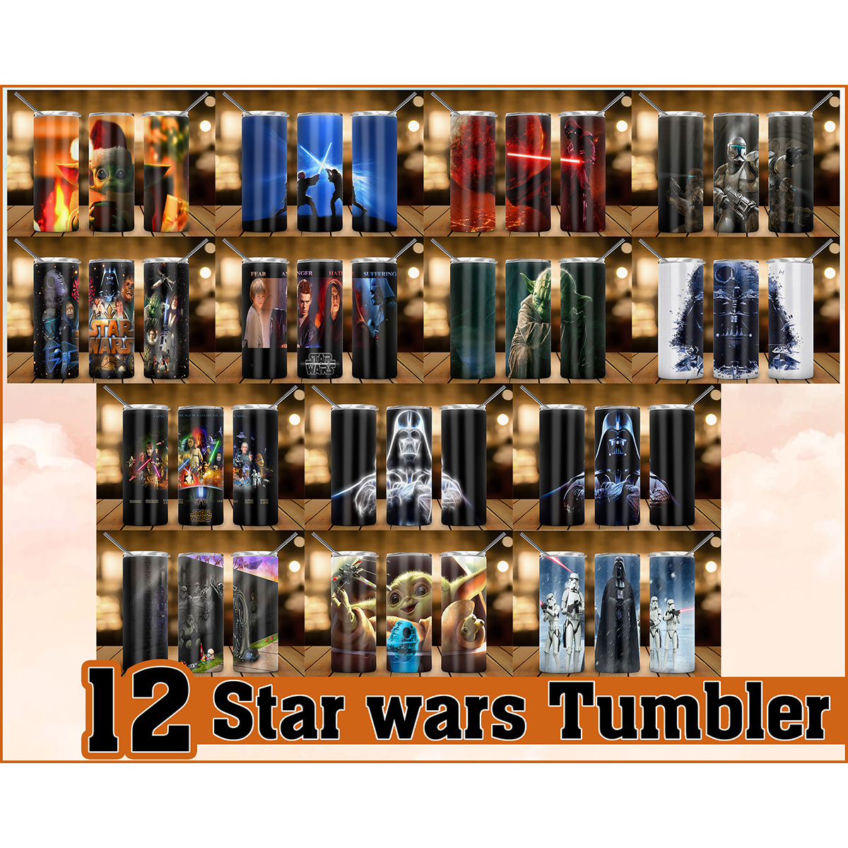 12 Star Wars Tumbler PNG, Star Wars Designs, Baby Yoda Tumbl - Inspire ...