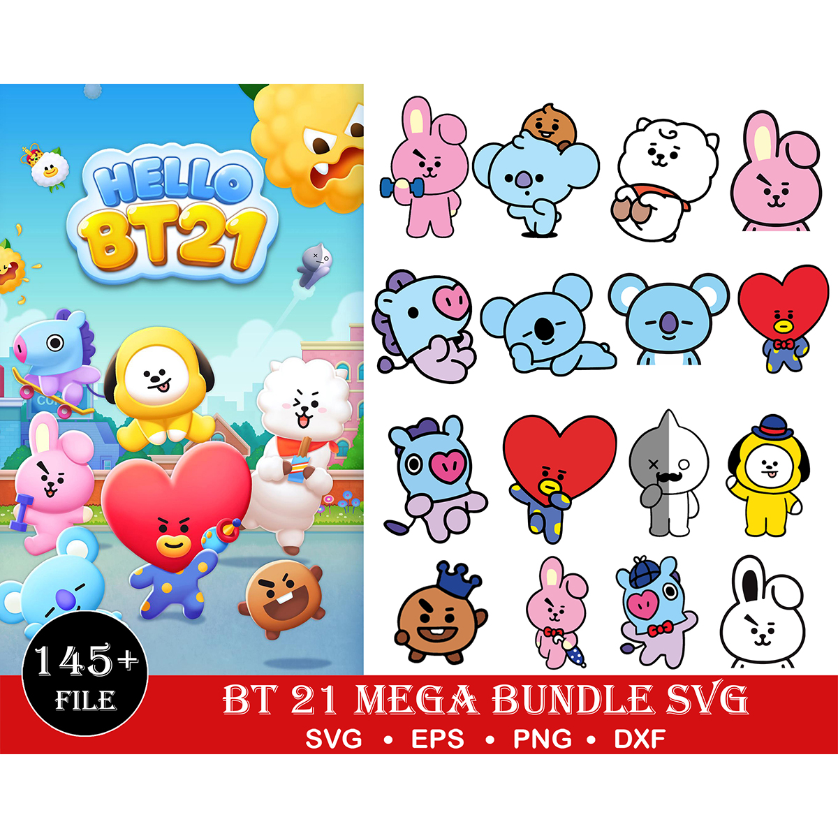 145 BT 21 SVG bundle,TinyTan,bts silhouette svg,Kpop bts Log - Inspire ...