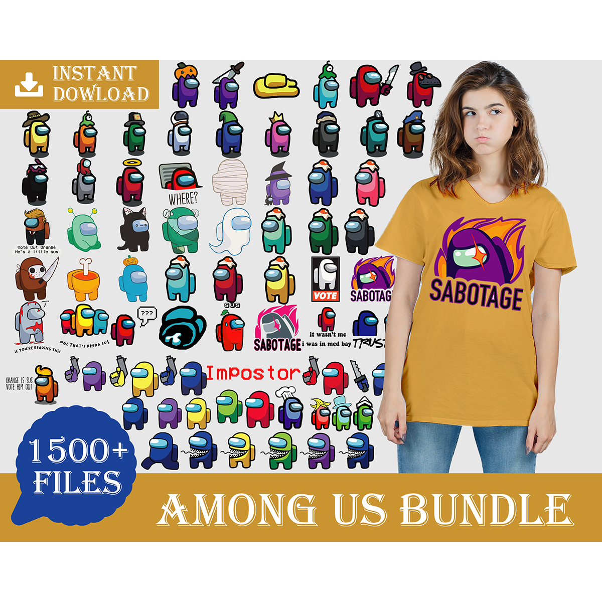 1500 Among Us Birthday bundle, Among Us layered SVG_PNG clip | Inspire ...