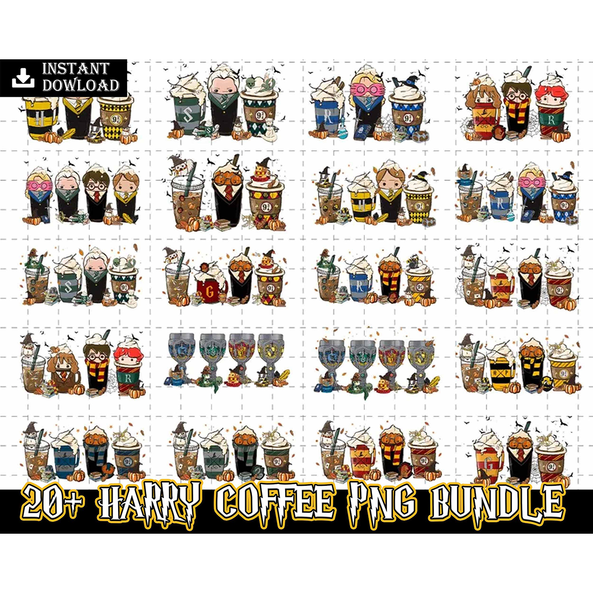 20 Bundle Harry Fall coffee PNG, pumpkin spice latte iced wa - Inspire ...