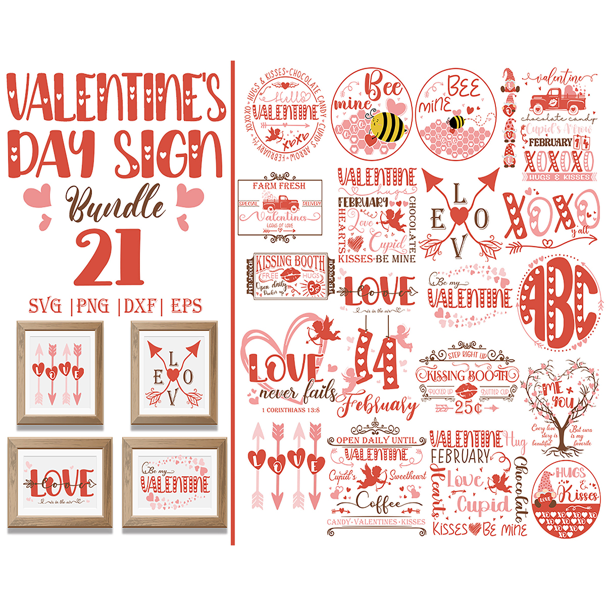 21 Valentine's Day Sign SVG Bundle, Wood Round Signs Bundle, | Inspire ...