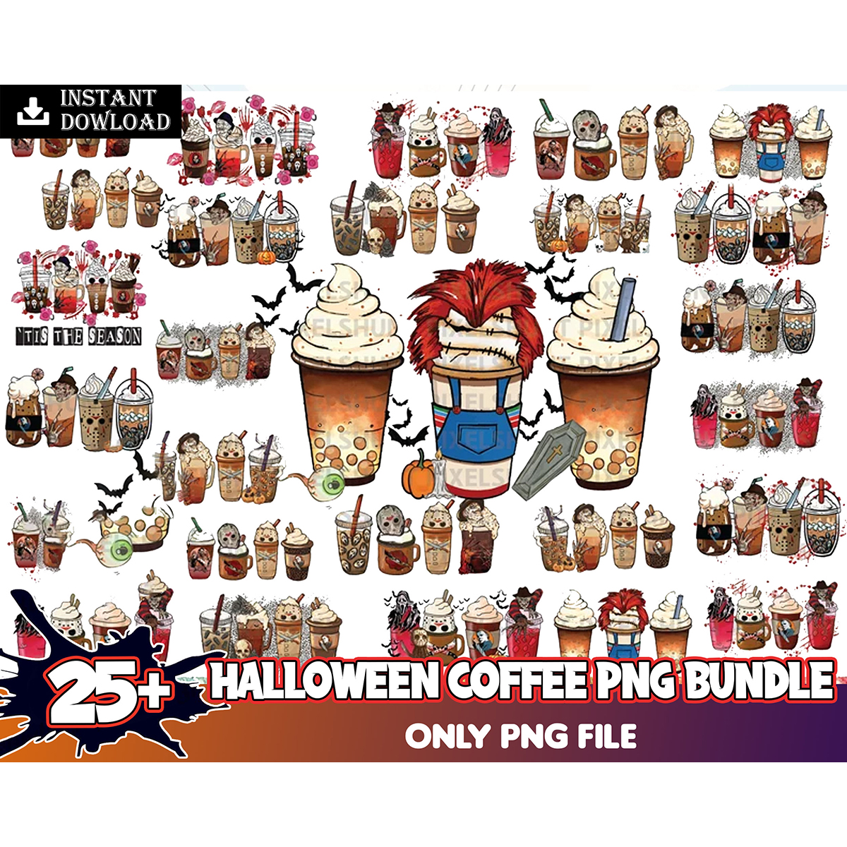 25 Halloween Coffee Latte Mega Bundle, Tis The Season Png, M - Inspire ...