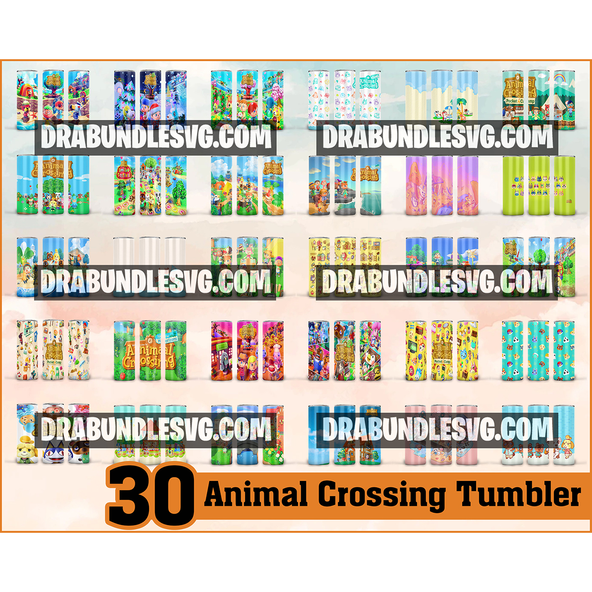 30 Animals Crossing 20oz Skinny Straight &Tapered Designs,Su - Inspire ...